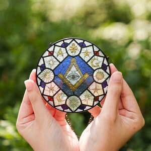 Custom Stained Glass Masonic Suncatcher Freemason Light Catcher Window ...
