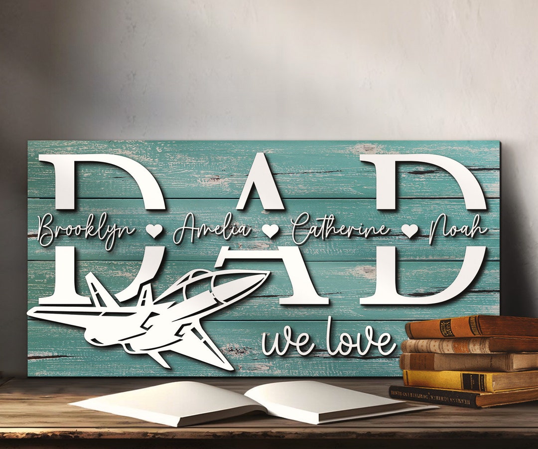 Custom Fighter Jet Pilot Dad Kids Name Wood Sign Personalized Wooden ...