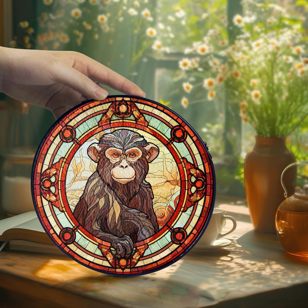 Stained Glass Monkey Suncatcher Safari Light Catcher Window Hangings ...
