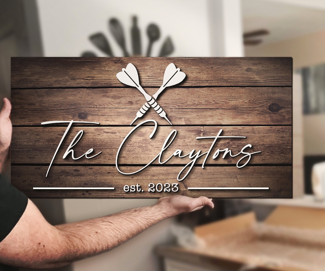 Custom Darts Sport Wood Name Sign Personalized Darts Player Name Sign ...