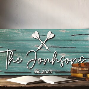 Custom Darts Sport Wood Name Sign Personalized Darts Player Name Sign ...