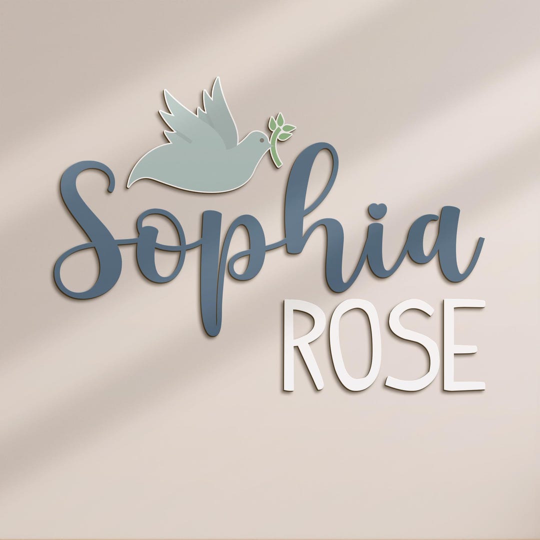 Personalized Columbidae Bird 3D Kid Wooden Nursery Name Sign Custom ...