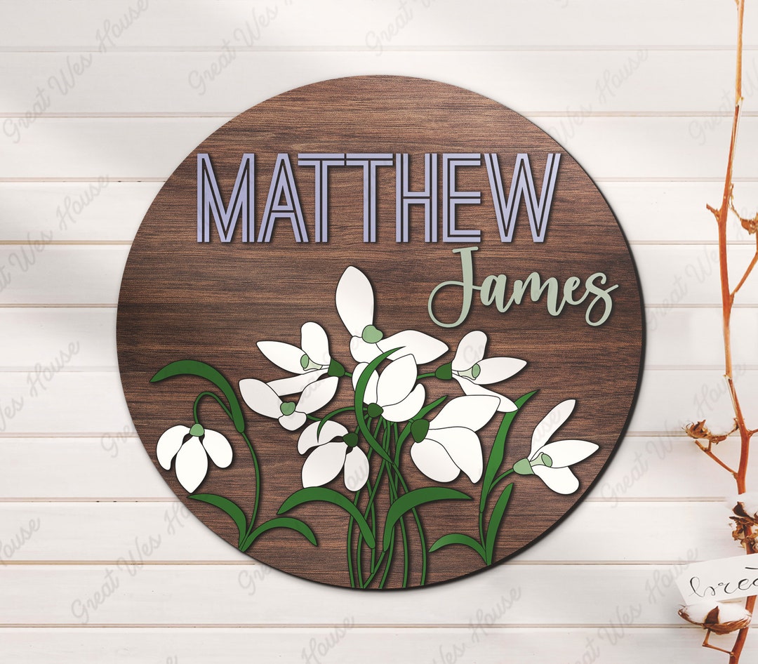 Custom Lily of Valley Flower Wood Nursery Name Sign Personalized Flower ...