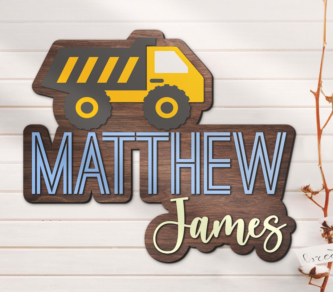 Custom Dump Truck Construction Wooden Nursery Name Sign Personalized ...