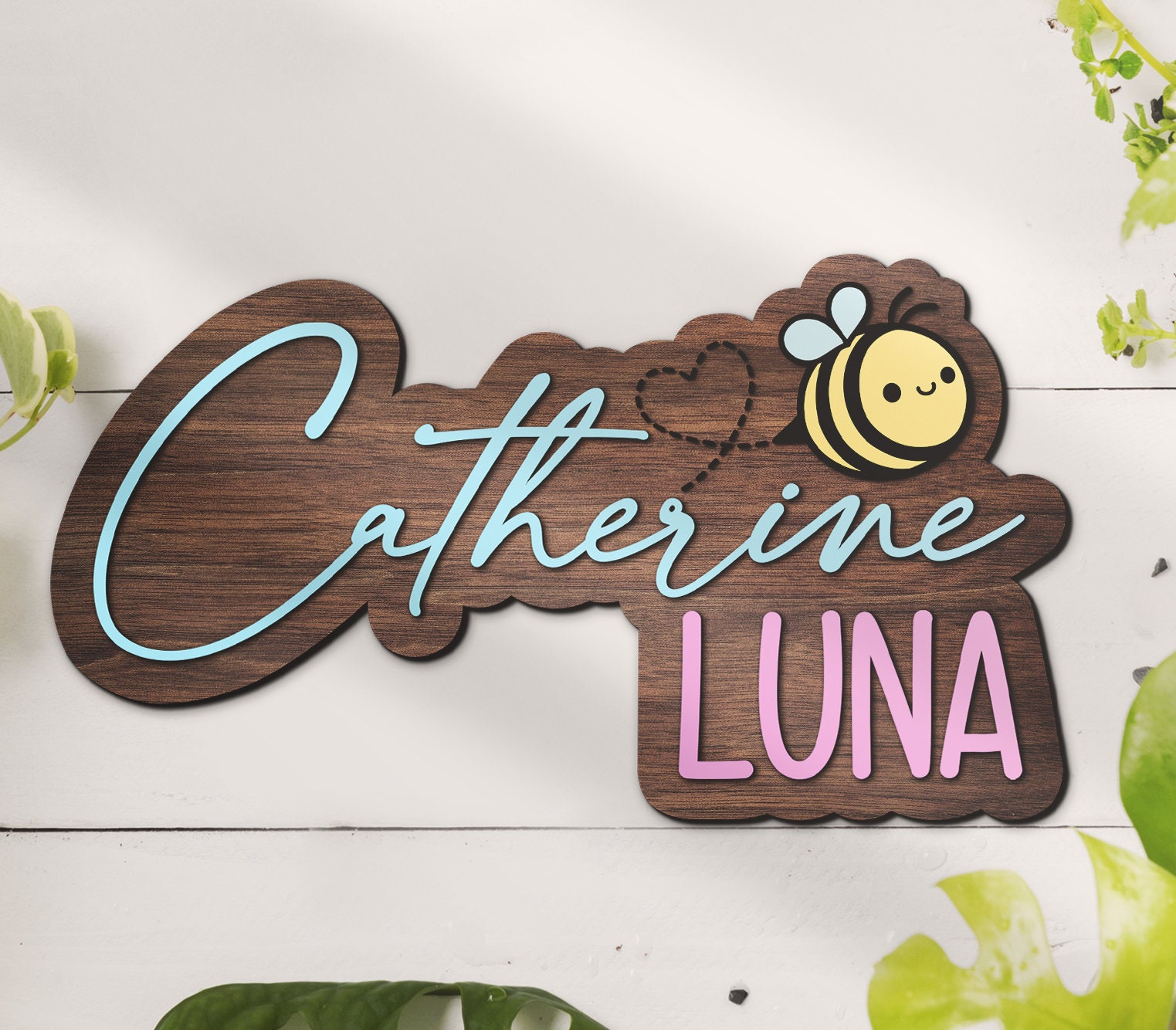 Custom Cute Honey Bee 3D Wooden Nursery Name Sign Personalized - Etsy