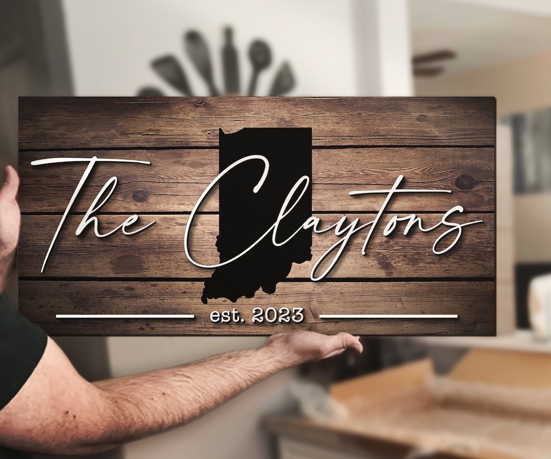 Custom Indiana State Home Family Last Name Wood Pallet Sign ...