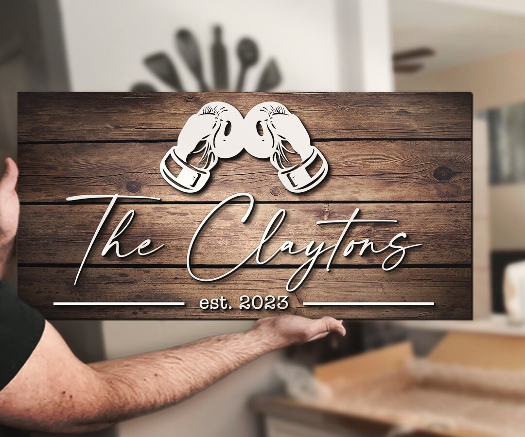 Custom Boxing Gloves Sport Wood Name Sign Personalized Boxing Player ...