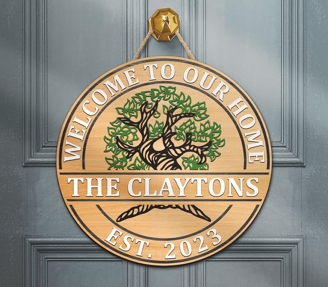 Personalized Welcome to Our Home Custom Family Name Tree of Life Door ...