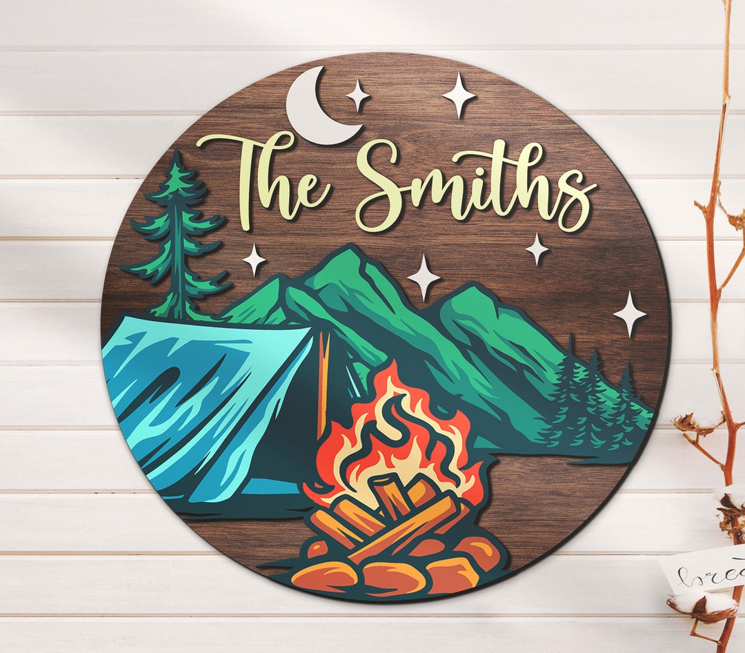 Custom Welcome Campsite Camping Family 3D Wood Name Sign Decor ...