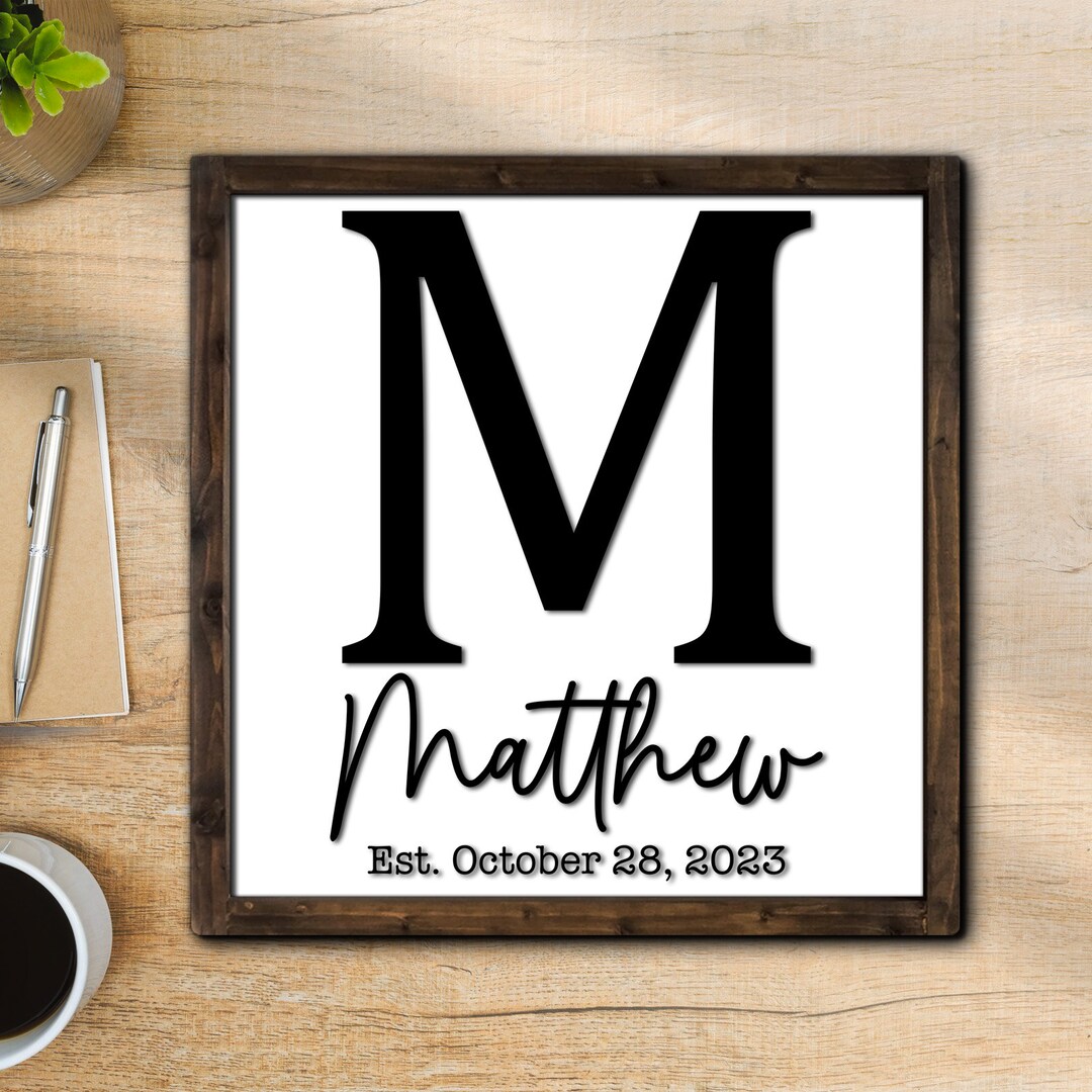 Custom Printed Wooden Sign Personalized Square Family Name Sign With ...