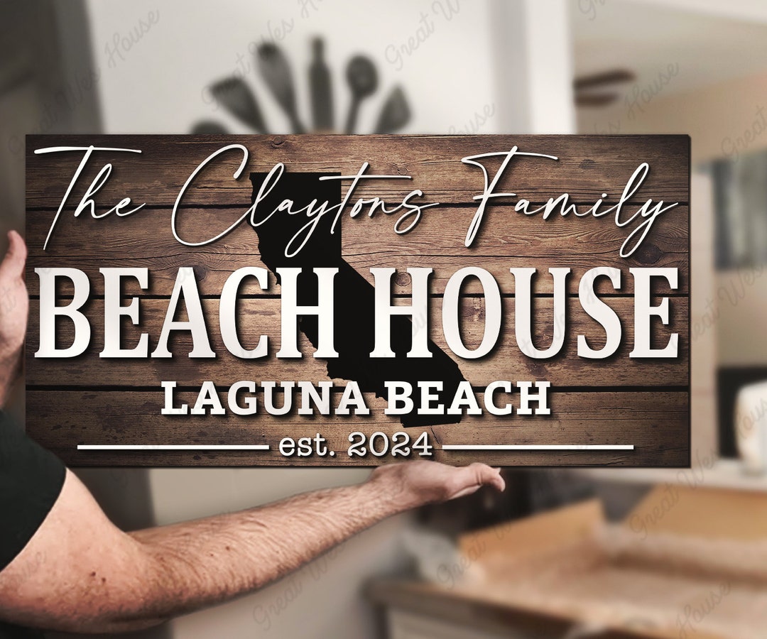 Custom Laguna Beach Family Cabin Name Wood Sign Personalized California ...