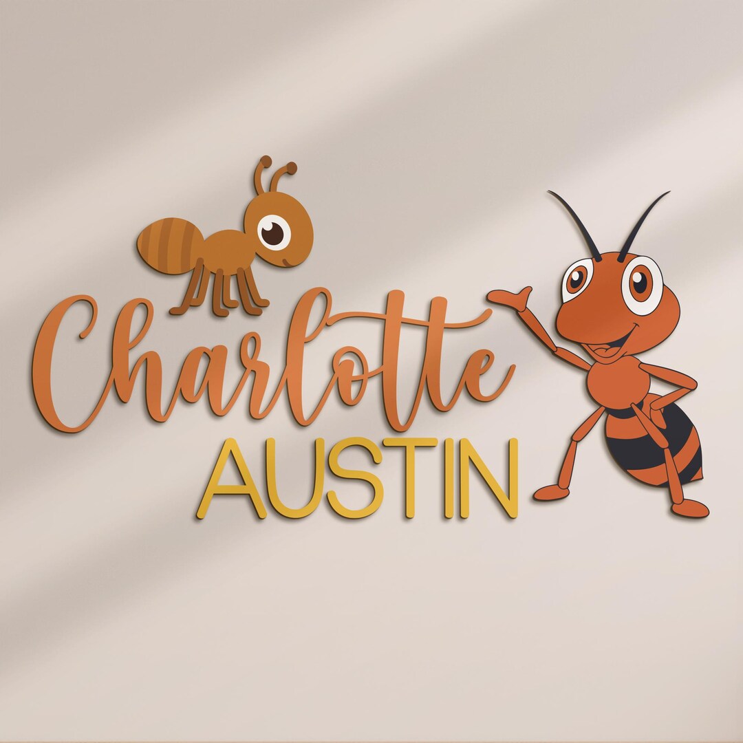 Personalized Ants Insect 3D Kid Wooden Nursery Name Sign Custom Ant ...
