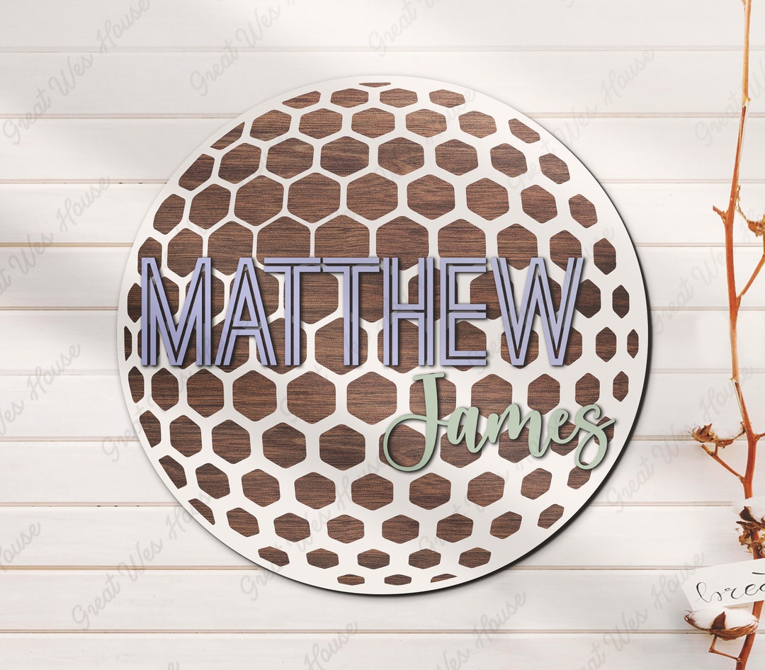Custom Golf Ball Family 3D Wood Nursery Name Sign Personalized Sport ...