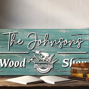 Custom Wood Shop Name Sign Personalized Garage Sign Large Wooden ...