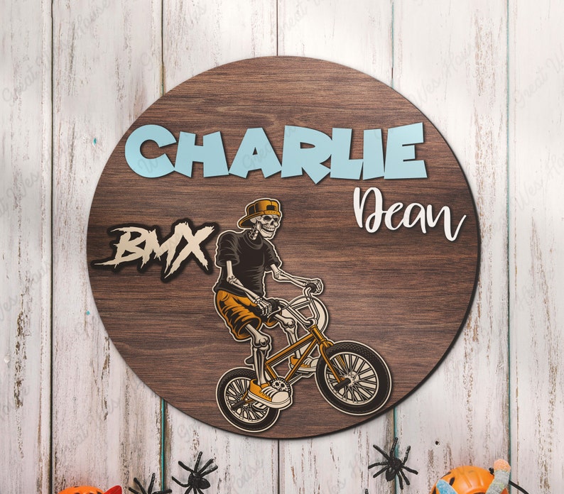 Custom BMX Bike 3D Wood Name Sign Personalized Bicycle Racing Wooden ...