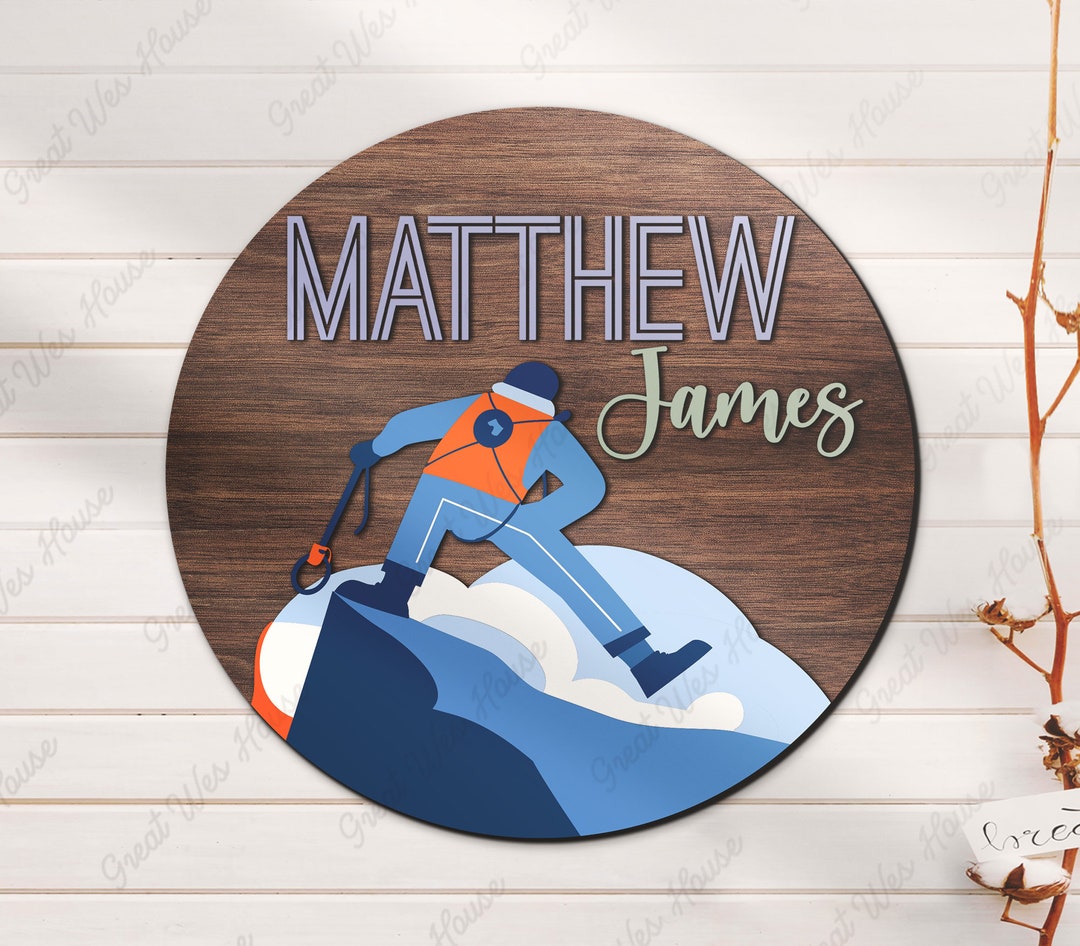 Custom Ice Clinbing 3D Wood Name Sign Personalized Ice Climber Winter ...