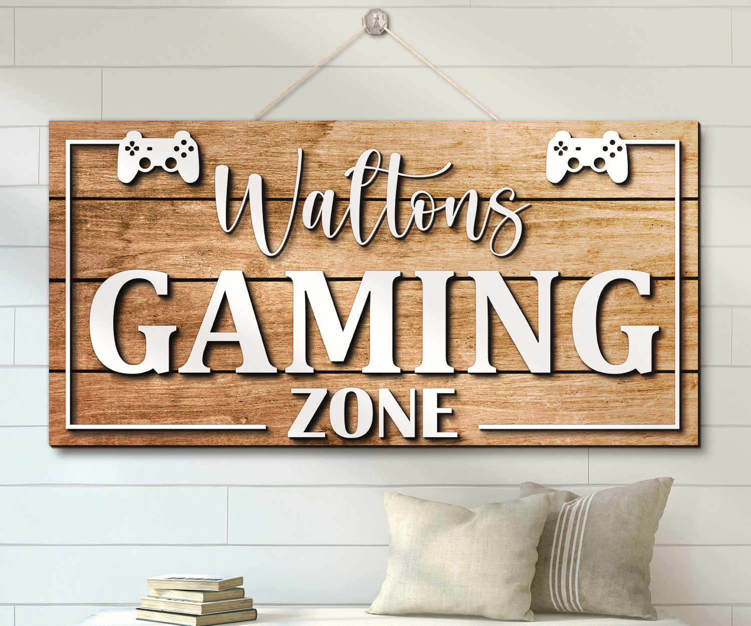 Custom Game Room Kid Wood Name Sign Personalized Gamer Kid Room Wooden ...
