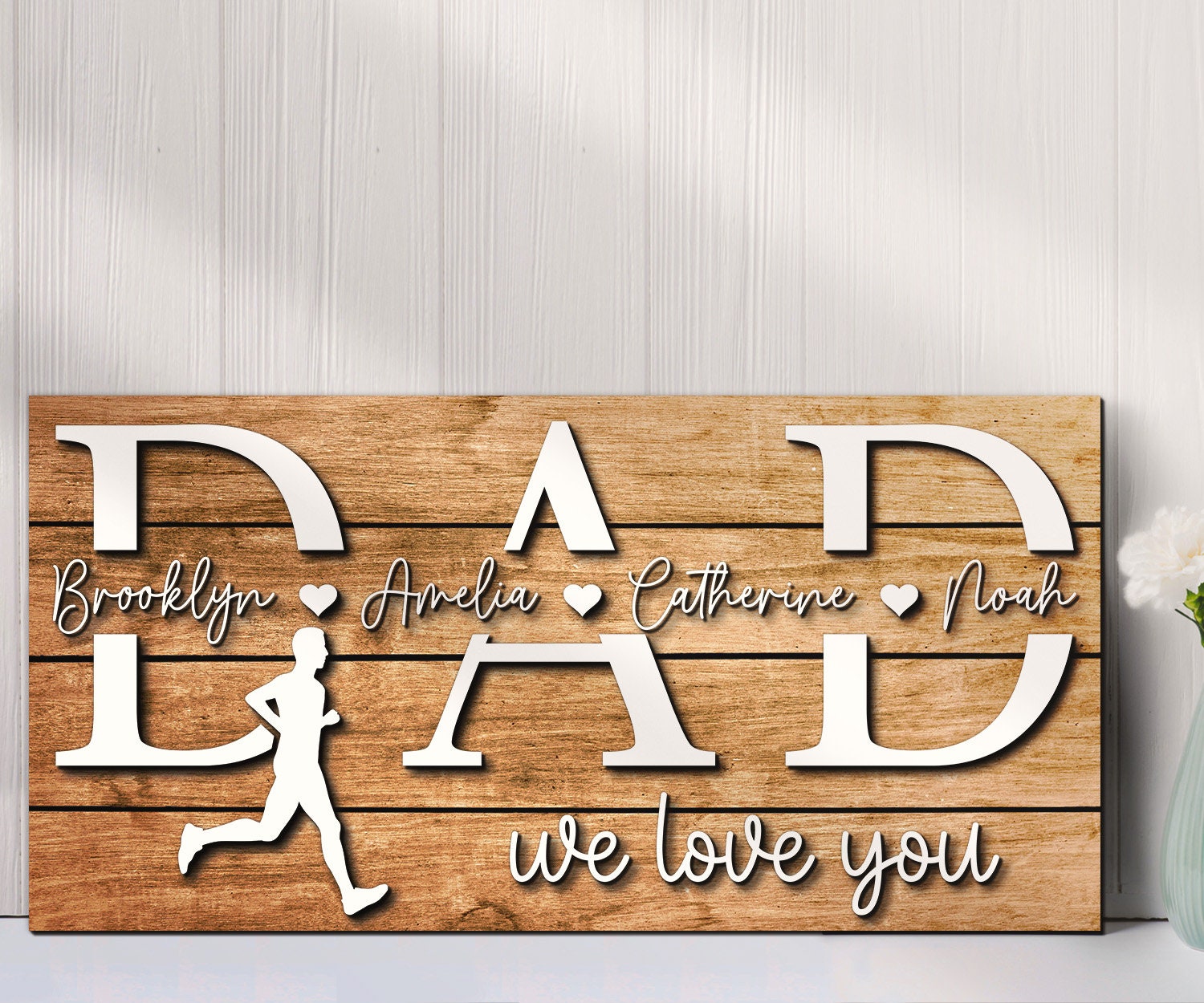 Custom Trail Running Dad Kids Name Wood Sign Personalized - Etsy