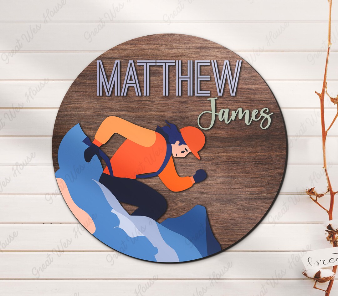 Custom Ice Clinbing 3D Wood Name Sign Personalized Ice Climber Winter ...