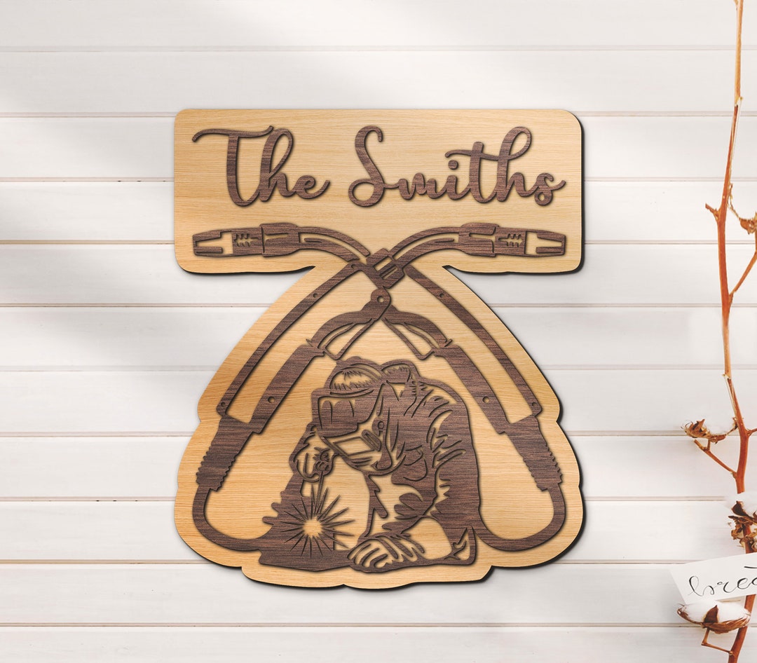 Custom Welding 3D Wood Name Sign Personalized Ironworker Wooden Decor ...