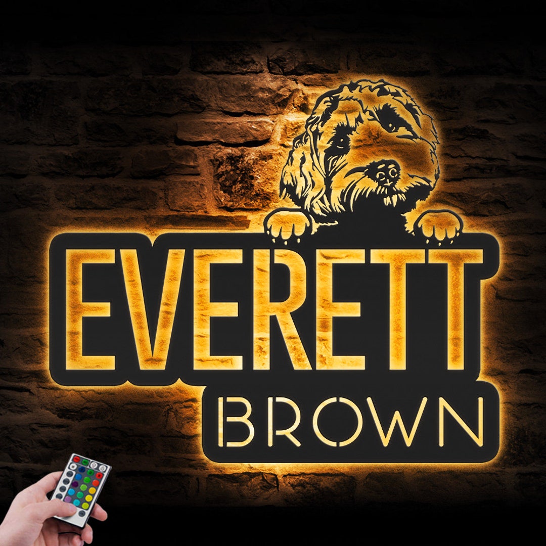 Custom Goldendoodle Name Letter Sign Metal Led Lights Nursery ...