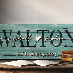 Custom 3D Wood Family Last Name Sign Established Date Personalized ...