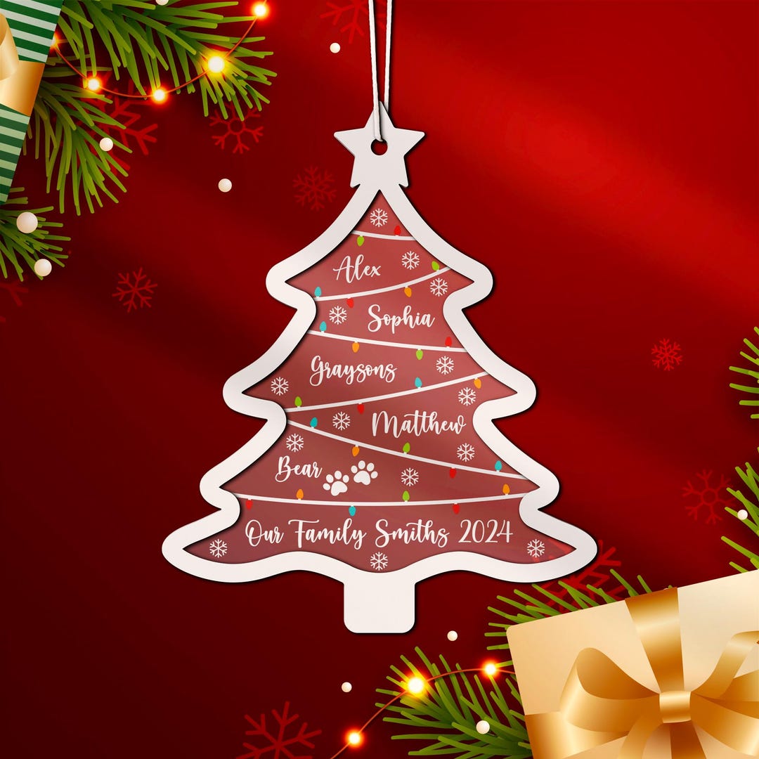 Personalized Family Tree Christmas Stocking Tags/ornament, Family ...