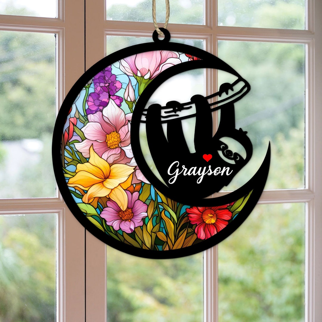 Custom Handmade Name Sloth Decor, Pet Memorial Suncatcher, Loss of ...