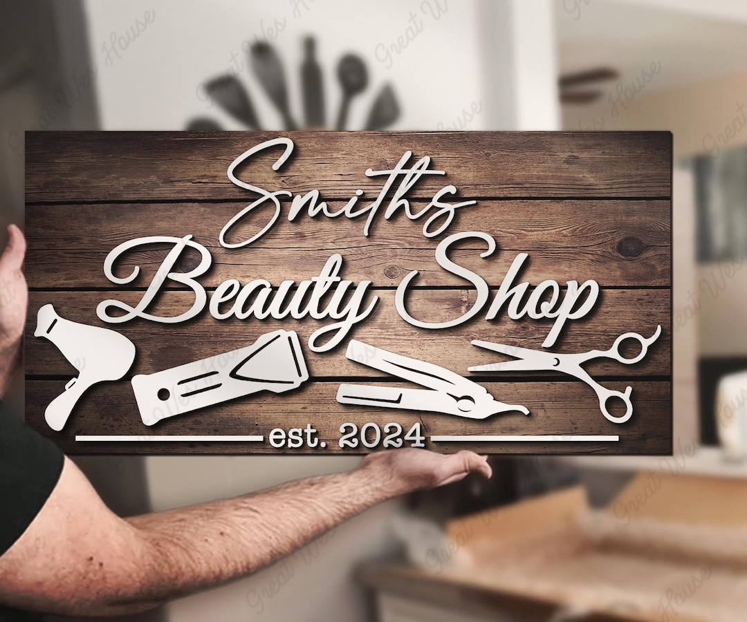 Custom Beauty Shop Name Sign Personalized Garage Sign Large Wooden Hair ...