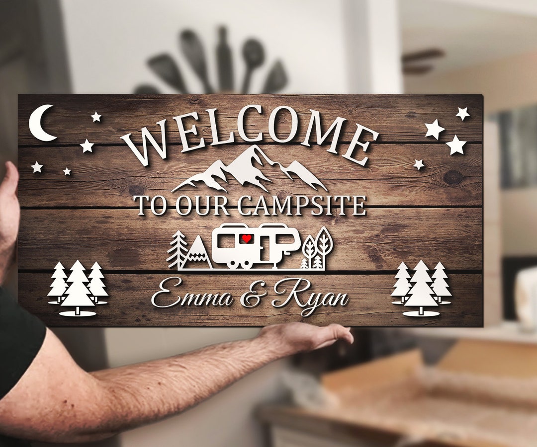 Custom RV Travel Trailer Welcome to Our Campsite Camper Wood 3D Sign ...