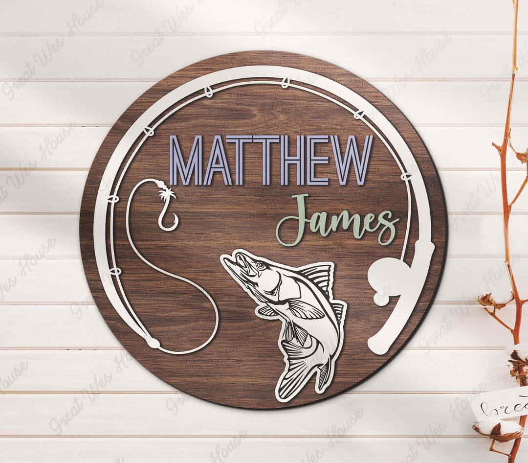 Custom Snook Fishing Fish Pole Wood Nursery Name Sign Personalized ...