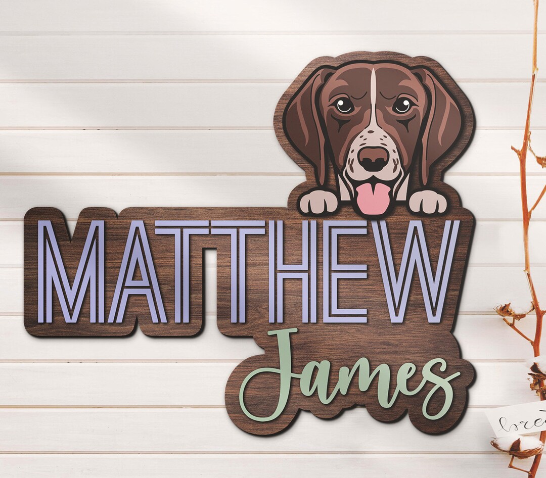 Custom German Shorthaired Pointers Wood Nursery Name Sign Personalized ...