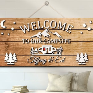 Custom RV Travel Trailer Welcome to Our Campsite Camper Wood 3D Sign ...