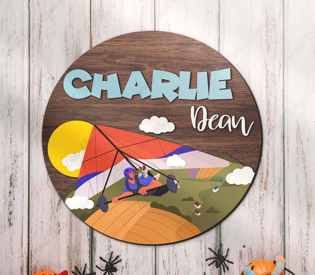 Custom Hang Gliding 3D Wood Name Sign Personalized Hang Glider Wooden ...