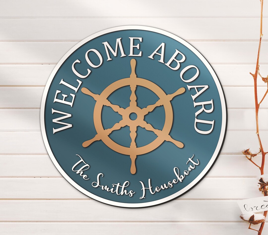 Custom Welcome Aboard Name Sign Personalized Boat House Wooden Ocean ...