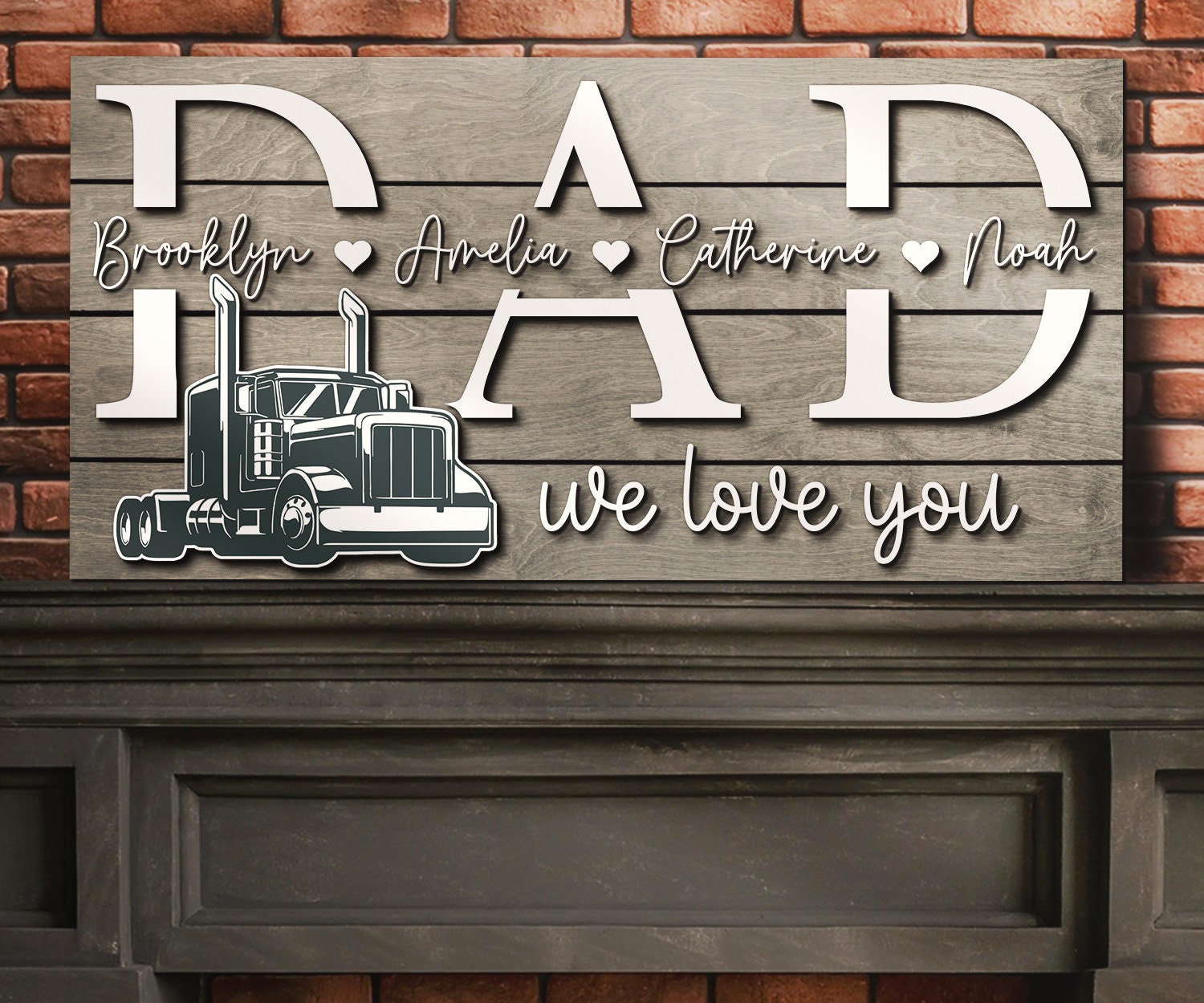 Custom Truck Driver Dad Kids Name Wood Sign Personalized - Etsy