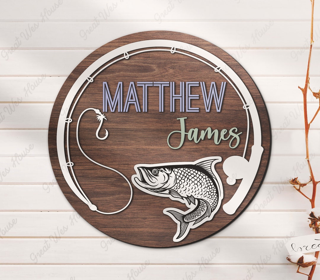 Custom Tarpon Fishing Fish Pole Wood Nursery Name Sign Personalized ...