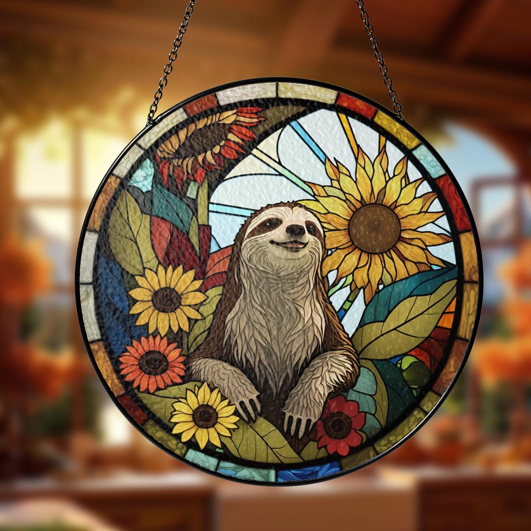 Stained Glass Sloth Animal Suncatcher Sloth Light Catcher Window ...