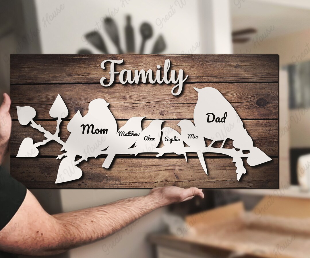 Custom Bird Family Tree Wood Sign Personalized Fathers Day Gift for ...