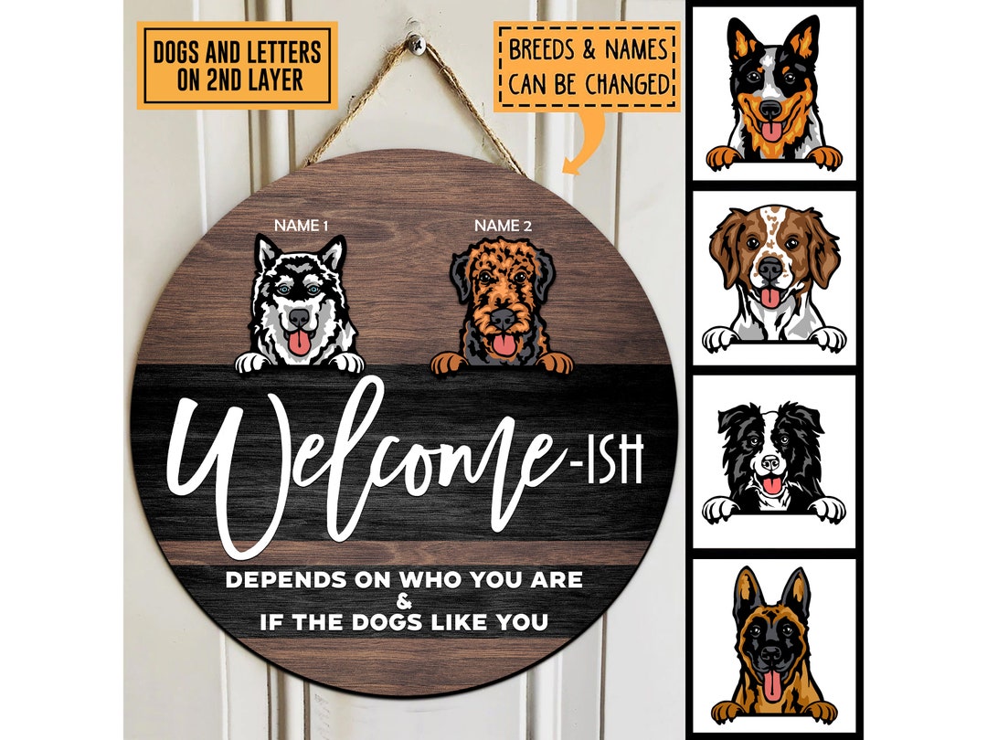 Personalized Dog Door Hanger, Welcome-ish 2 Layers 3D Wooden Sign ...