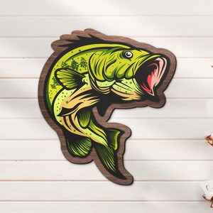 Bass Fishing Wood Fish Sign Large Wooden Fisher Name Hanging Door ...