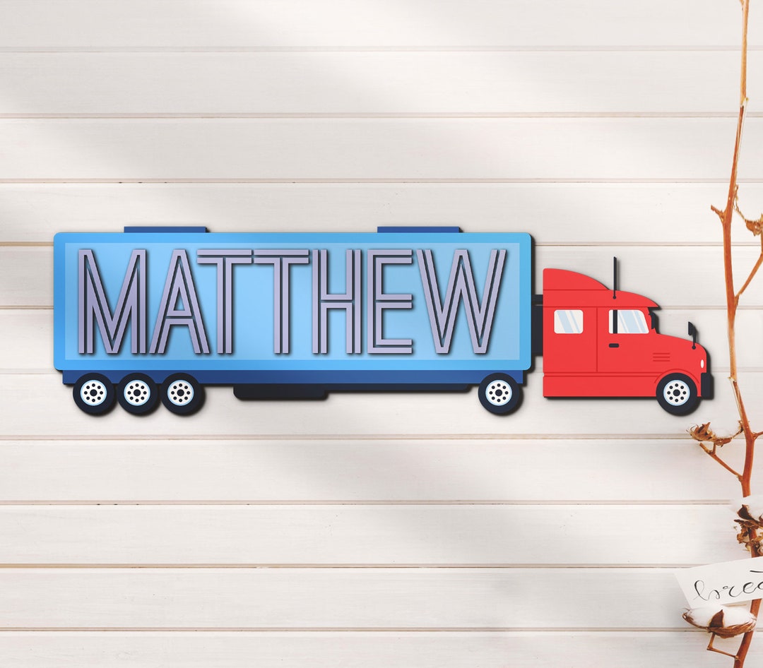Custom Dump Truck Wood Nursery Name Sign Personalized Wooden Trucker ...