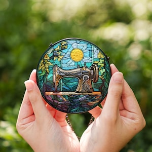 Sewing Machine Stained Glass Suncatcher Window Hanging Decor Wild ...