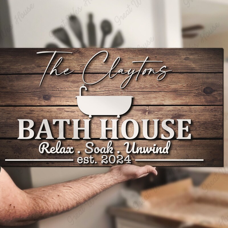 Wood Bathroom Sign - Etsy