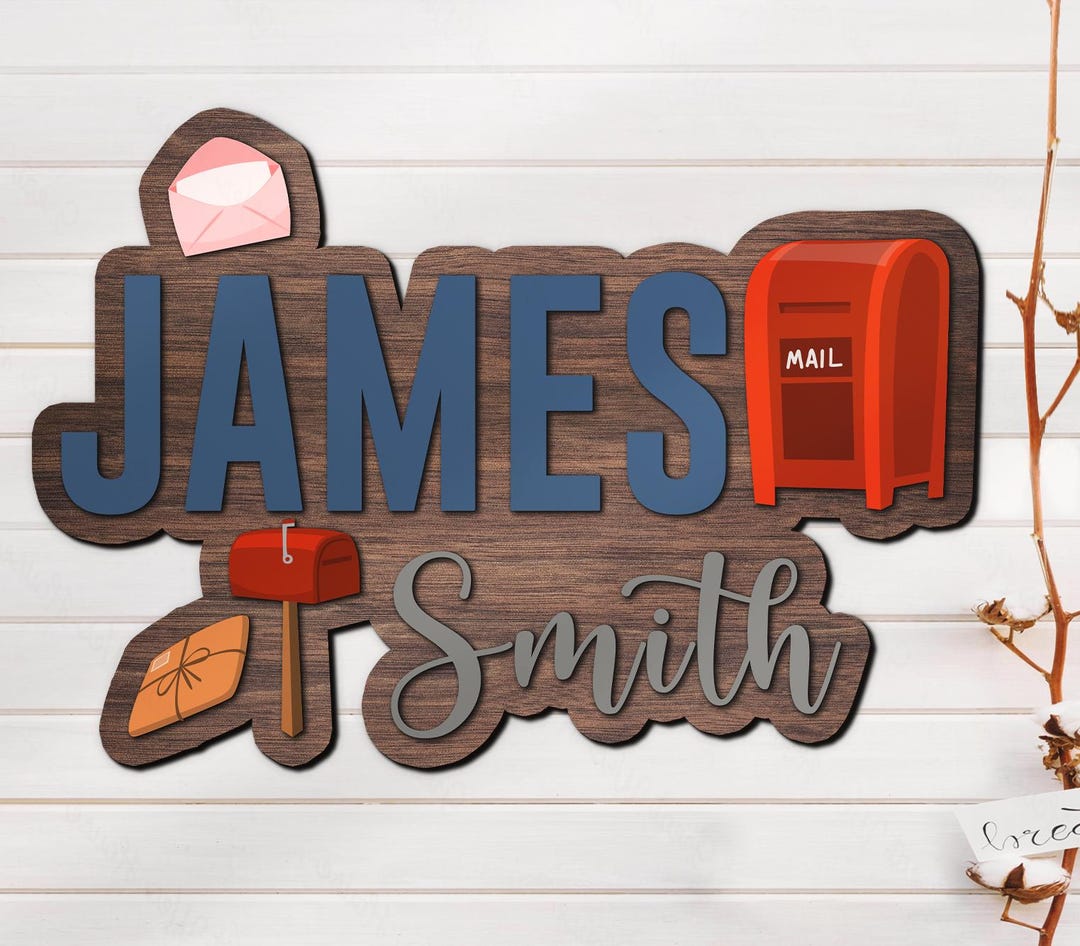 Custom Postman Kid Nursery Name Sign Personalized Post Office Wooden ...