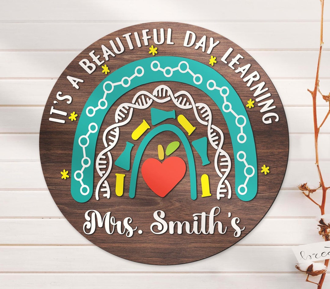 Custom Science Teacher Wood Sign Personalized Teachers Rainbow Nursery ...