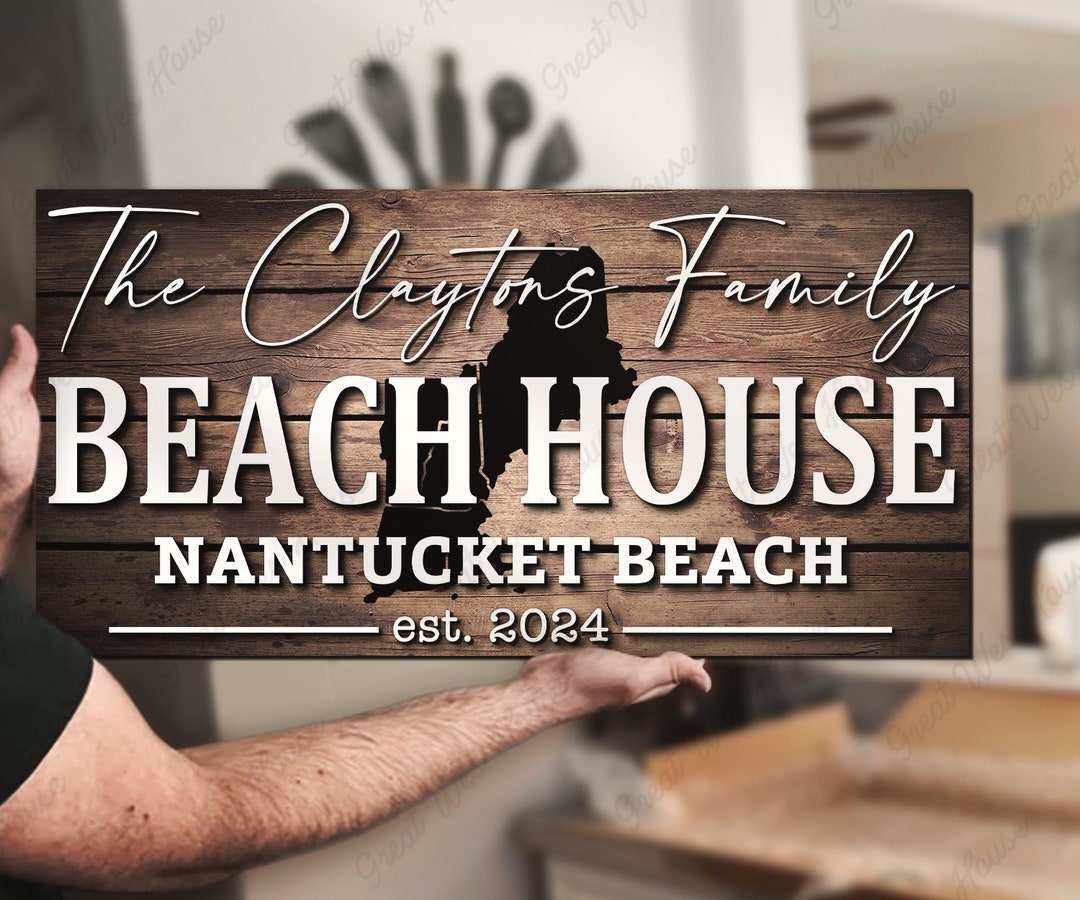 Custom Nantucket Beach Family Cabin Name Wood Sign Personalized New ...