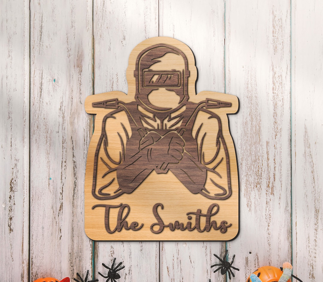 Custom Welding 3D Wood Name Sign Personalized Ironworker Wooden Decor ...