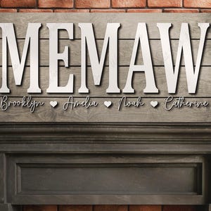 Custom Memaw Mothers Day Kid 3D Name Wood Sign Personalized Mothers Day ...