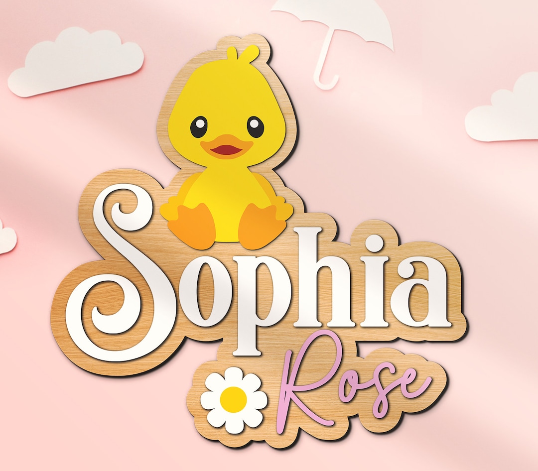 Custom Cute Duck 3D Wooden Nursery Name Sign Personalized Funny Wood ...